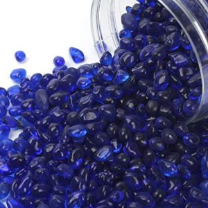 Reflective Tempered High Luster Fire Glass, Fire Pit Glass Gravel,Fire Glass Rocks Pebbles,Glass Beads Gems for Fish Tank Aquarium Garden Decoration 3-6mm 305g/10.75oz/0.67lb (Sapphire Blue)