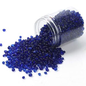 Reflective Tempered High Luster Fire Glass, Fire Pit Glass Gravel,Fire Glass Rocks Pebbles,Glass Beads Gems for Fish Tank Aquarium Garden Decoration 3-6mm 305g/10.75oz/0.67lb (Sapphire Blue)