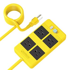 safemore 16.4ft heavey duty extension cord, gfci outlet surge protector with rcd leakage protector power strip, 15a/1650w 4 ac outlets circuit breaker for office/garage/home essentials, (yellow)