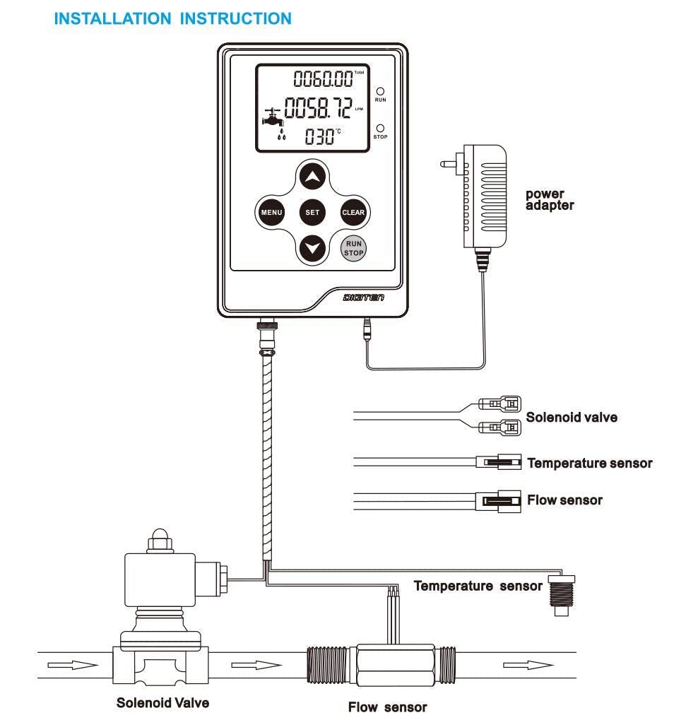 DIGITEN 3/8" Connect Hose Oil Fuel Gas Diesel Milk Water Liquid Flow Sensor Meter + Digital Display Flowmeter Quantitative Controller Counter