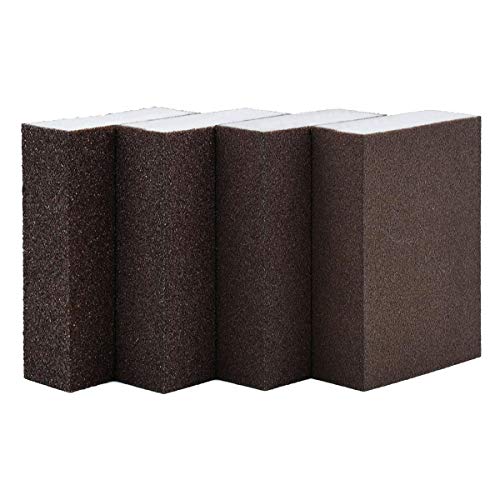 BEADNOVA Sanding Sponge Sand Block Coarse/Medium/Fine/Superfine Assorted Dry Wet Sanding Blocks for Wood Wall Home (Pack of 4, 4 Grit)