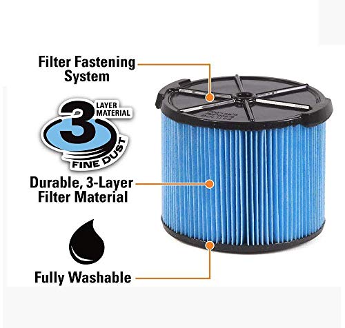 Filter replace RIDGID VF3500 3-Layer Wet/Dry Vacuum Dust Filter for RIDGID WD4050 3 to 4.5 Gallon Vacuums.