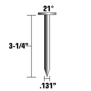 Metabo HPT Framing Nails | 3-1/4 In. x .131 | 21 Degree | Full Round Head | Smooth Shank | Hot Dipped Galvanized | 1,000 Count | 20163SHPT