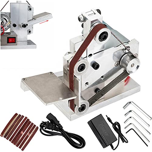 DOMINTY 110V Belt Sander Polishing Grinding Machine DIY Mini Belt Sander Knife Apex Edge Sharpener with 10PCS Abrasive Belts