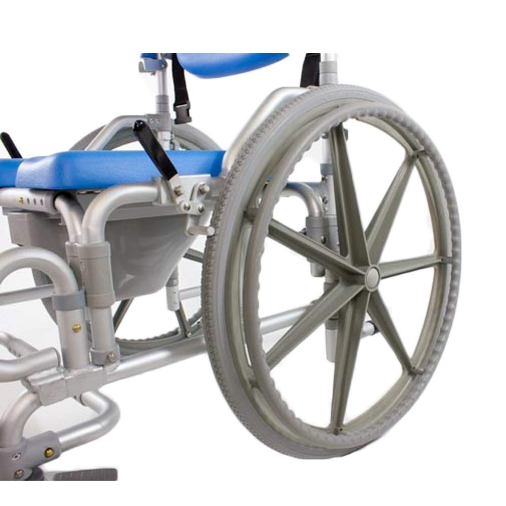 Bariatric Shower/Commode/Transport Chair, Heavy Duty 600lb Capacity, Padded, Retractable Arm and Foot Rests. Self-Propel Wheels. MaxiBathe Professional Shower Chair