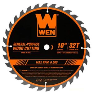 WEN BL1032-2 10-Inch 32-Tooth and 60-Tooth Carbide-Tipped Professional Woodworking Saw Blade Set, Two Pack