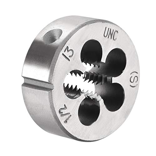 uxcell 1/2-13 UNC Round Die, Machine Thread Right Hand Threading Die, Alloy Tool Steel Screw Thread Cutting Die