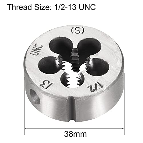 uxcell 1/2-13 UNC Round Die, Machine Thread Right Hand Threading Die, Alloy Tool Steel Screw Thread Cutting Die