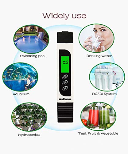 TDS Meter Digital Water Tester,WoEluone 3 in 1 TDS,Temperature and EC Meter,Accurate Ideal PPM Meter for Drinking Water, Aquariums,RO System and More