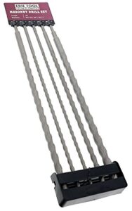 erie tools 5 piece 24" sds masonry drill bit set fits milwaukee hilti bosch tungsten carbide tip 3/8", 1/2", 5/8", 7/8" & 1"