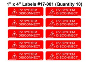 fcd labels 17-001 pv system disconnect vinyl label pack (pack of 10)