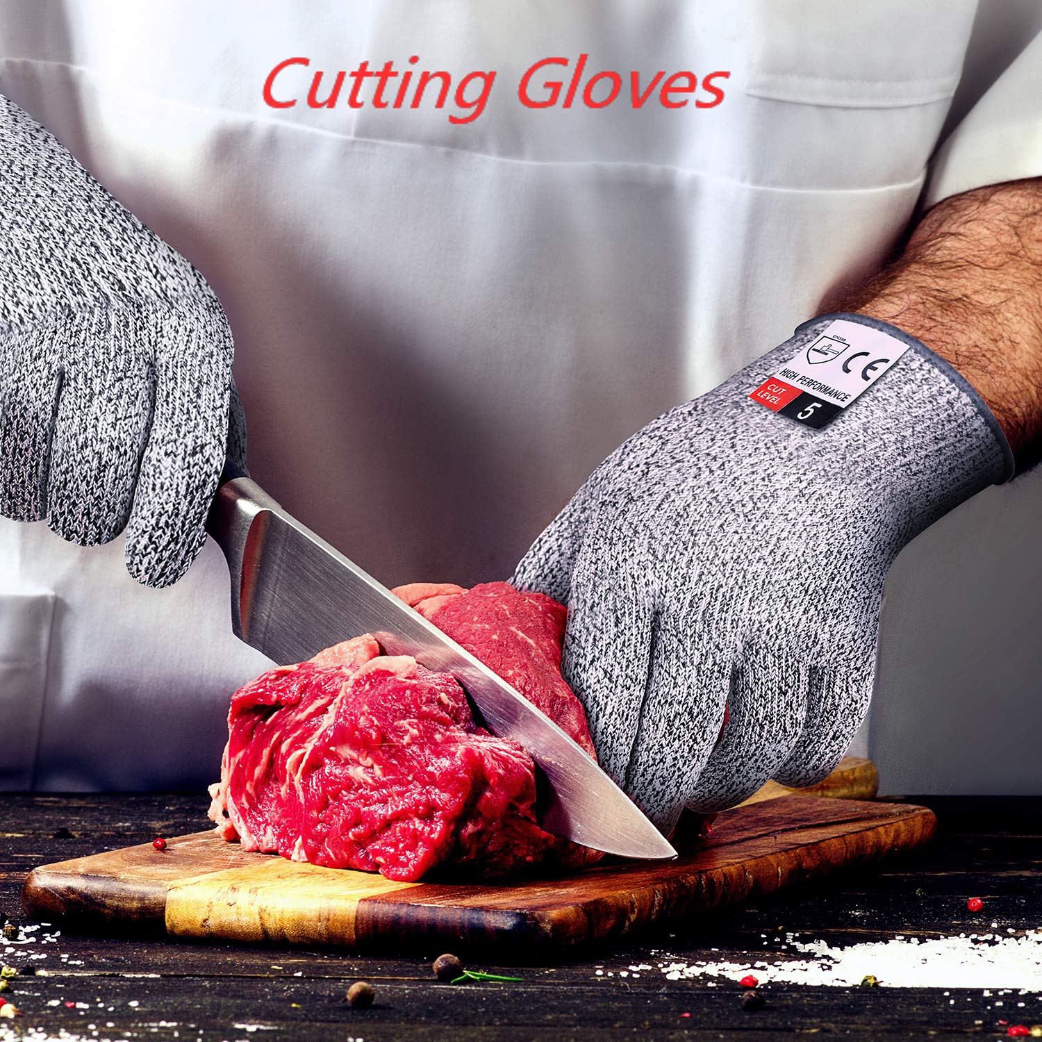 THOMEN 4 PCS (M+L) Cut Resistant Gloves Level 5 Protection for Kitchen, Upgrade Safety Anti Cutting Gloves for Meat Cutting, Wood Carving, Mandolin Slicing and More