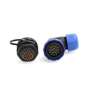 HangTon HE29 16 Pin Plastic Waterproof Connector Male Female Right-Angle Wire Cable Plug + Panel Socket Threaded Outdoor Industrial Electrical Power Circular