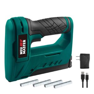 neu master staple gun cordless, ntc0070 li-ion rechargeable battery staple guns kit with staples and usb charger, power tacker for upholstery, material repair, decoration, carpentry, furniture diy