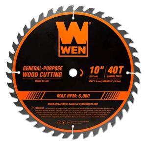 wen bl1040 10-inch 40-tooth carbide-tipped professional woodworking saw blade for miter saws and table saws