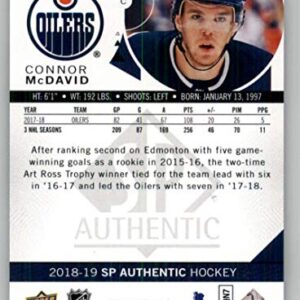 2018-19 SP Authentic Hockey #20 Connor McDavid Edmonton Oilers Official NHL Trading Card From Upper Deck (UD)