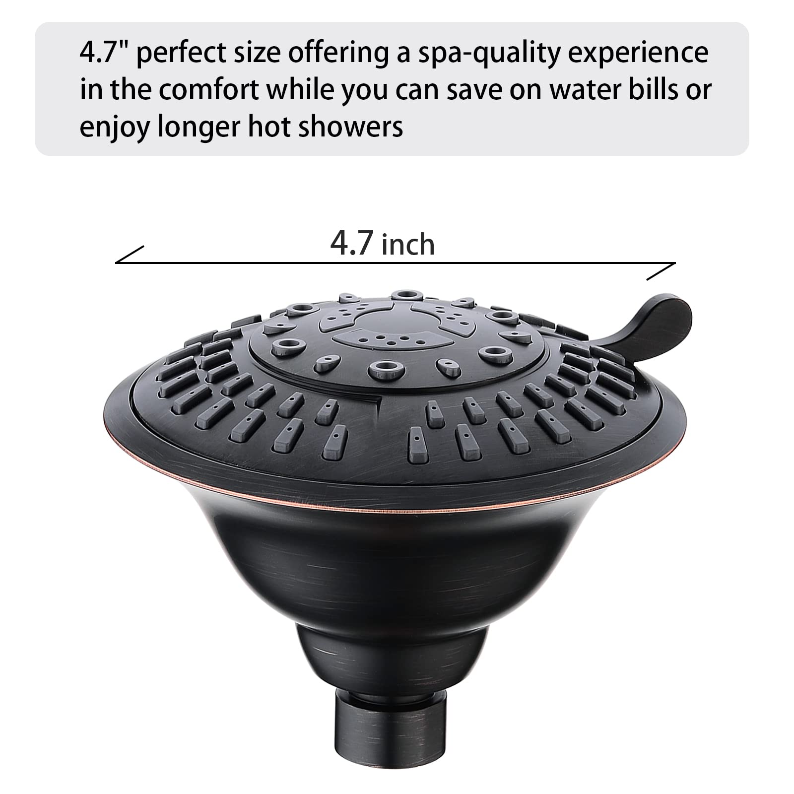 BRIGHT SHOWERS Shower Head High Pressure Rain Showerhead 5 Spray Setting Fixed Shower head Angle Adjustable Bathroom Showerhead, Oil Rubbed Bronze