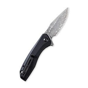 CIVIVI Knives Flipper Folding Knife Baklash with 3.5" Damascus Drop Point Blade and Black G10 Handles for EDC, Outdoor and DIY Activities C801DS