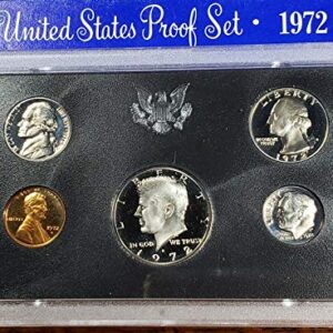 1972 S Gem 5-Piece Proof Set penny, nickel, dime, quarter, half US Mint Original Packaging Proof Coins