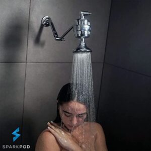 SparkPod High Output Shower Filter Capsule - Suitable for People with Sensitive and Dry Skin and Scalp, Filters Chlorine and Impurities | 1-min install (Luxury Polished Chrome)