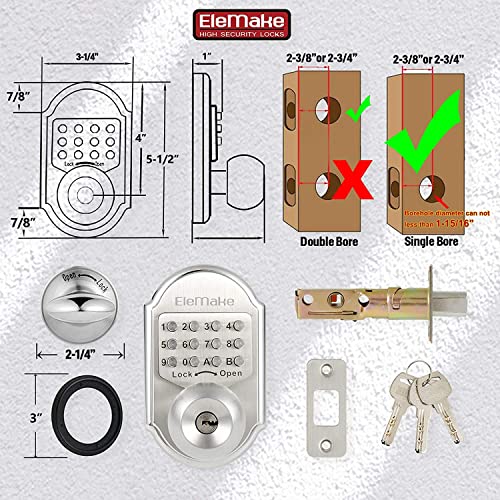 Bravex Keyless Entry Keypad Deadbolt Door Lock 304 Stainless Steel Sabbath Lock 100% Mechanical Shabbos Lock- No Risk of Low Power