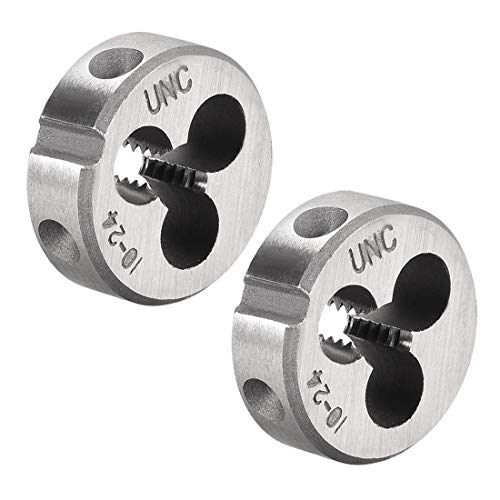 uxcell 10-24 UNC Round Die, Machine Thread Right Hand Threading Die, Alloy Tool Steel Screw Thread Cutting Die, 2pcs