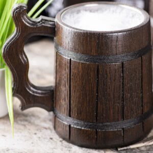 God of War Kratos Mug Ragnarok Wooden Beer Stein Gift Boyfriend Personalized Anniversary Christmas Birthday Gifts For Gamer Husband Custom Gamer Mug For Men Gift For Him Wooden Beer Tankard 17o K609