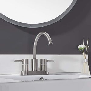 IKEBANA Bathroom Faucet Brushed Nickel,2 Handle Stainless Steel Bathroom Sink Faucet,Modern Bathroom Faucet Vanity Lavatory Faucets with Pop-Up Drain and Hot & Cold Water Hose