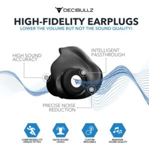 Decibullz Custom Molded High Fidelity Earplugs for Concerts, Musicians, and Noise Sensitivity