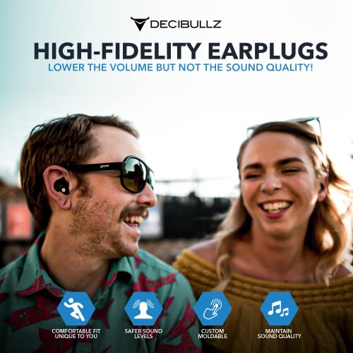 Decibullz Custom Molded High Fidelity Earplugs for Concerts, Musicians, and Noise Sensitivity