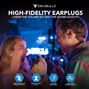 Decibullz Custom Molded High Fidelity Earplugs for Concerts, Musicians, and Noise Sensitivity