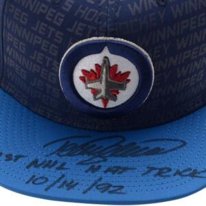 Teemu Selanne Winnipeg Jets Autographed Cap with "1st NHL Hat Trick 10/14/92" Inscription - #8 of a Limited Edition of 8 - Autographed NHL Hats