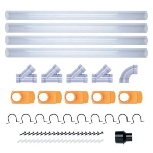 powertec 70259 2-1/2" dust collection fittings network w/reducer, blast gates, pipes, 90-degree elbow connector, y-fittings, mounting brackets