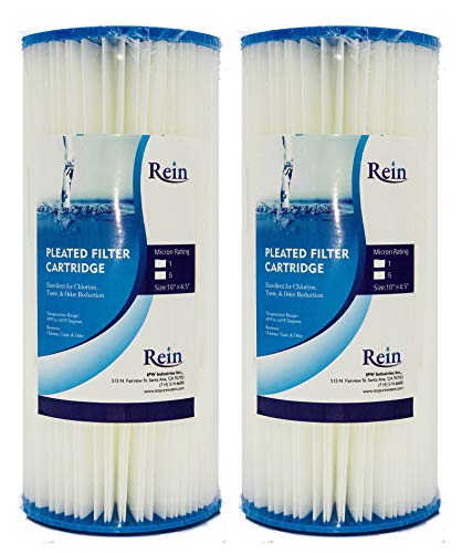 5 Micron Whole House Full Flow 10" x 4.5" Pleated Water Filter Replacement Cartridge - Pack of 2