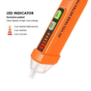 PEAKMETER Non Contact Voltage Tester Pen, Electrical Tools Electrical Tester 12-1000V AC Outlet Tester Voltage Measuring Tool with LED Flashlight, Alarm Mode, Live/Null Wire Judgment Circuit Tester