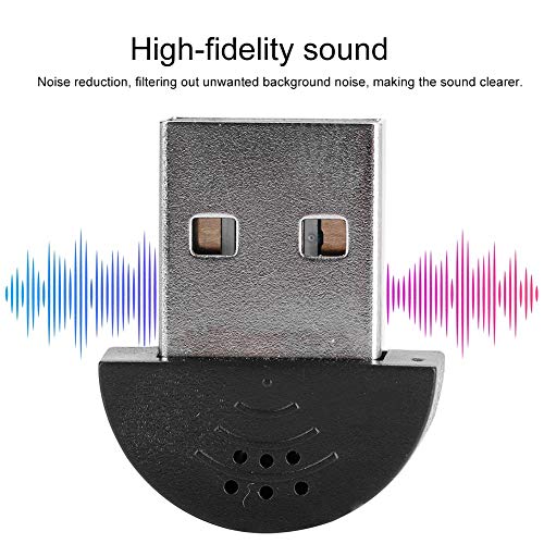 Wendry Mini USB 2.0 Microphone for Laptop/Desktop, Voice Recognition Driver-Free Audio Receiver Adapter, Portable Noise Canceling Speech Recording Audio MIC Adapter for Computer PC Notebook