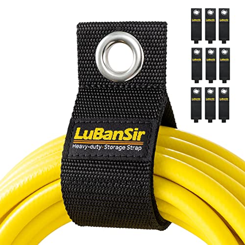 LuBanSir 9 Pack Extension Cord Holder Organizer, Holds 50lbs Heavy Duty Storage Straps for Garden Hose Storage and Garage Wall Organization