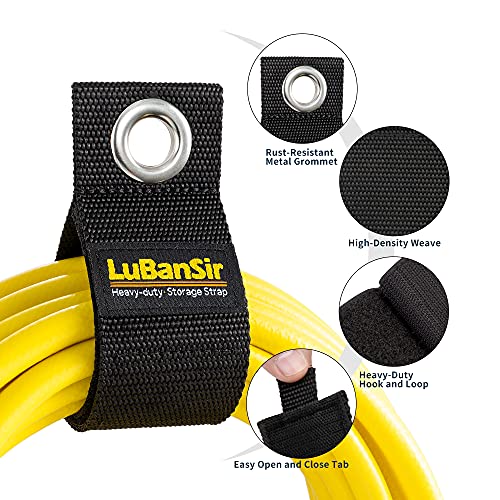 LuBanSir 9 Pack Extension Cord Holder Organizer, Holds 50lbs Heavy Duty Storage Straps for Garden Hose Storage and Garage Wall Organization