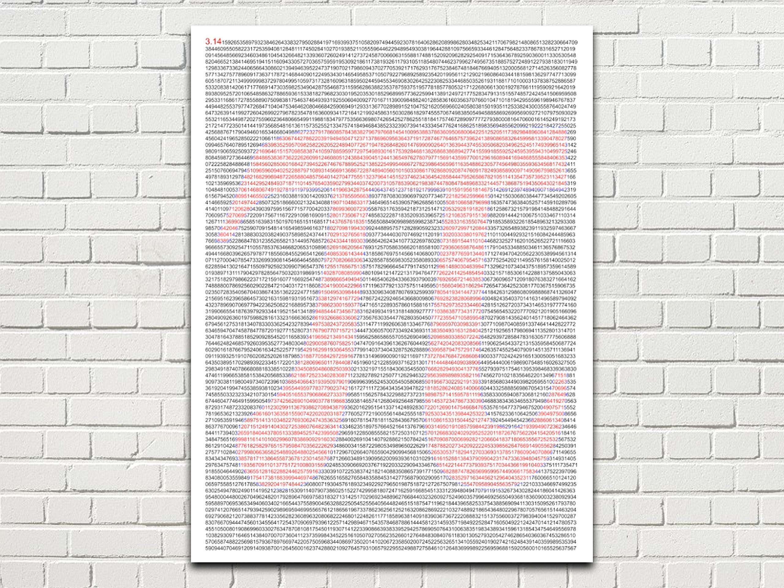 Pi Sign Poster Print First 10000 digits