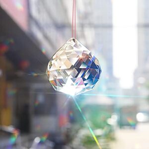 merrynine clear crystal ball prism sun shine catcher rainbow pendants maker, hanging crystals prisms for windows, for feng shui, for gift(80mm/3.15" 1pack)