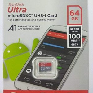 SanDisk 64GB SDXC Micro Ultra Memory Card Works with Samsung Galaxy A10, A20, A70 Cell Phone Class 10 (SDSQUAR-064G-GN6MN) Bundle with (1) Everything But Stromboli MicroSD and SD Card Reader