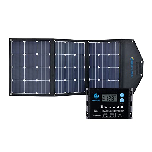 ACOPOWER 120W Portable Solar Panel,3x40W 12v Foldable Solar Panel Suitcase with USB/QC 3.0/DC/Type-C 4 Outputs for Phones,Camping,RV Car Fridge with ProteusX 20A Charge Controller, (HY-LTK-3x40WPX20A)