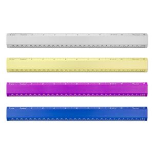 Alumicolor Aluminum Non-Slip Desk Ruler, 12IN, Blue