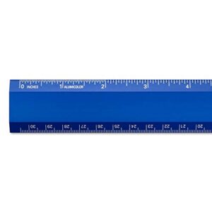 Alumicolor Aluminum Non-Slip Desk Ruler, 12IN, Blue