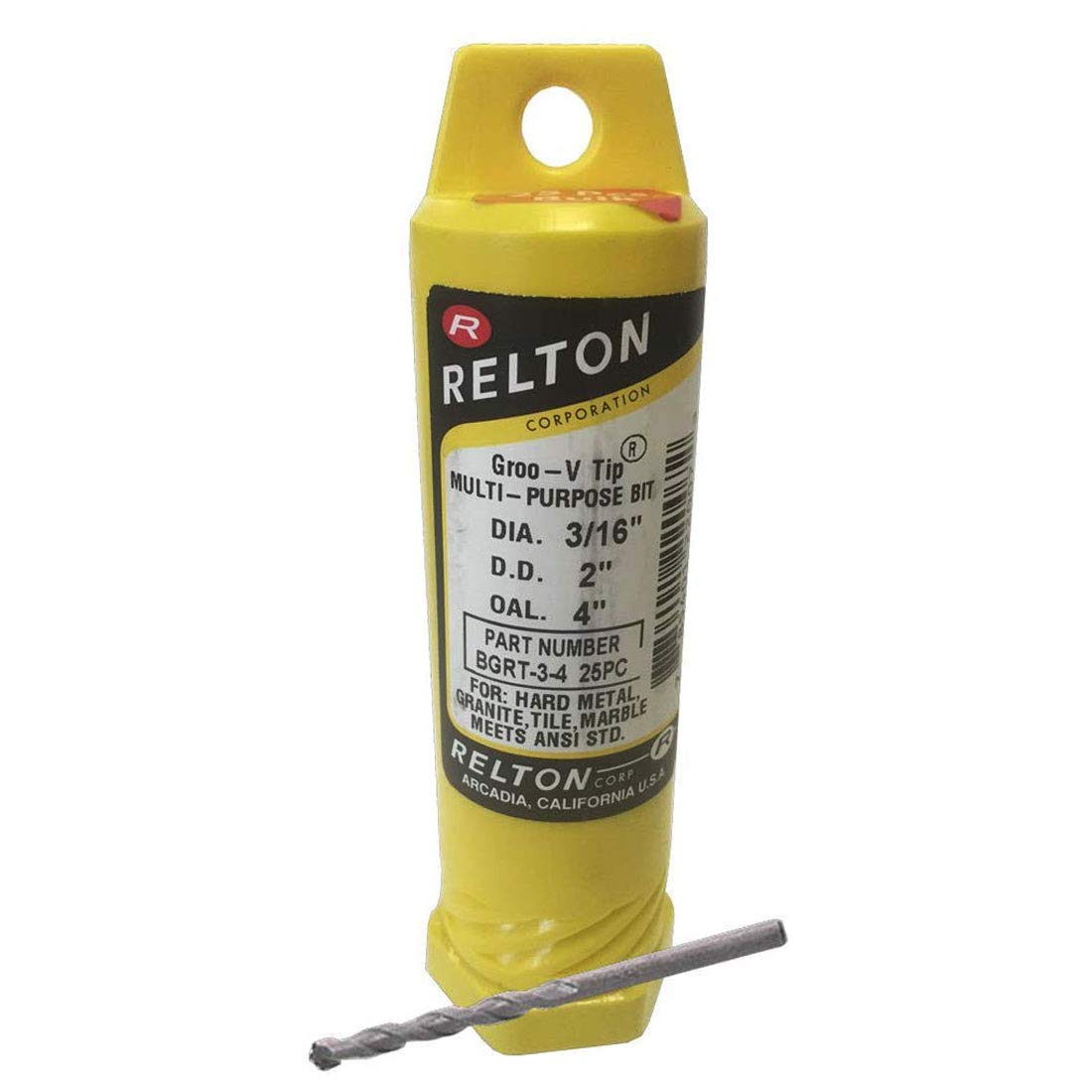 RELTON Bulk 3/16IN X 4IN GROO-V TIP BIT (BGRT-3-4) (25/Each)