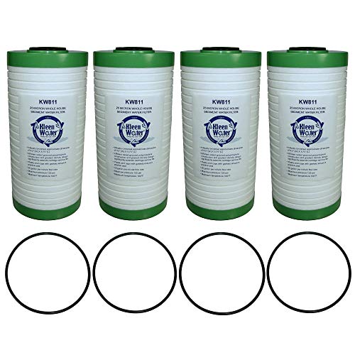 KleenWater Filters Compatible With Aqua-Pure AP811, AP801, 4 1/2 X 9 7/8 Inch, 25 Micron, 4-Pack, Includes 4 O-Rings Compatible With Aqua Pure AP801