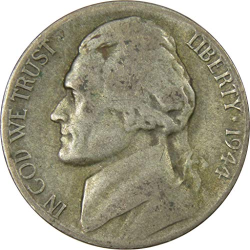 1944 S Jefferson Wartime Nickel AG About Good 35% Silver 5c US Coin Collectible