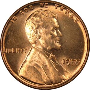 1955 lincoln wheat cent bu uncirculated mint state bronze penny 1c coin