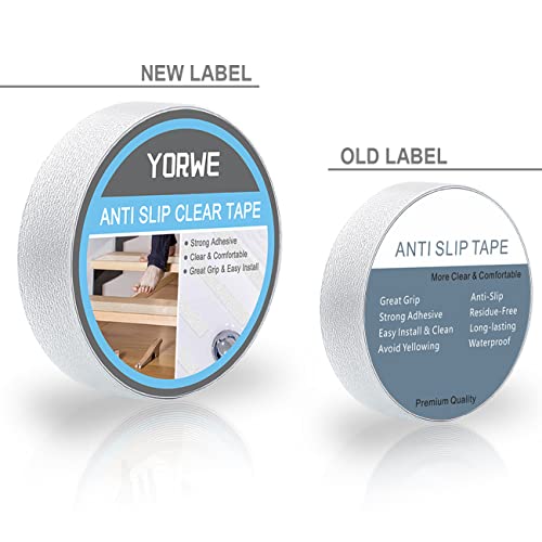 Yorwe Anti Slip Tape Transparent, More Clear and Comfortable Safety Track Tape (1" Width x 190" Long, Clear)