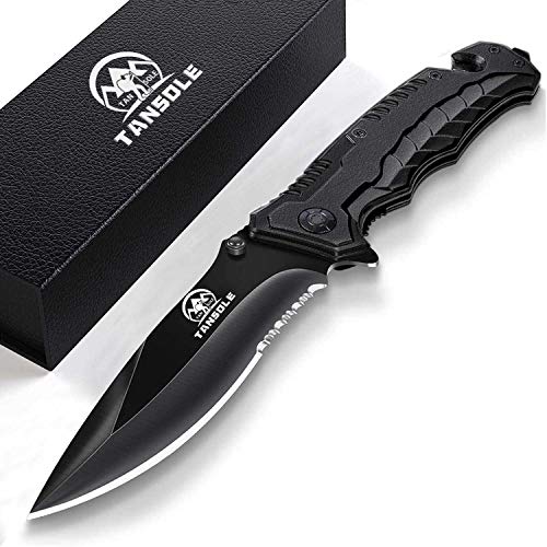 TANSOLE TAN SOLE Pocket Folding Knife with Pocket Clip for outdoor camping survival hunting (T-303)